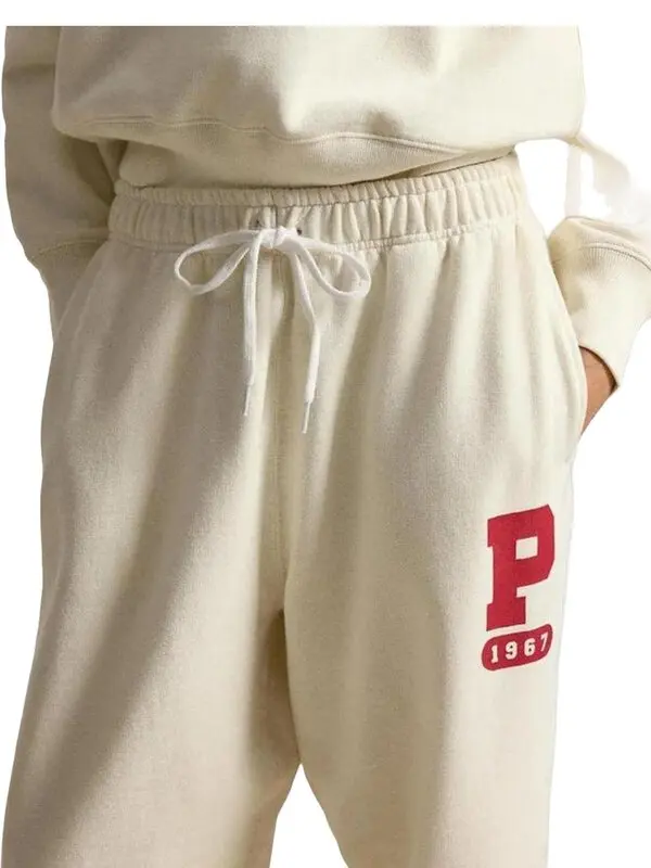 Polo Ralph Lauren P Logo Slub Fleece Sweatpants - Warm White