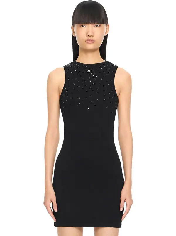 Off-White Ow X Swarovski Ribbed Rowing Dress - Black