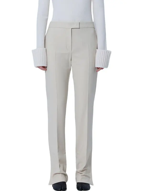 Sportmax Tailored Wool Grain-de-poudre Trousers - Beige