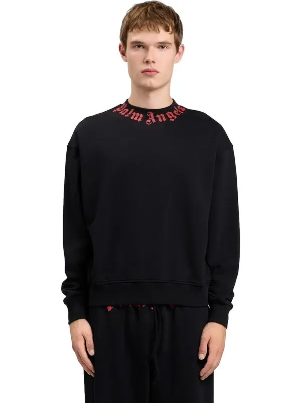 Palm Angels Neck Logo Sweatshirt - Black
