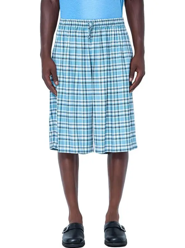 Acne Studios Casual Flannel Check Shorts - Blue