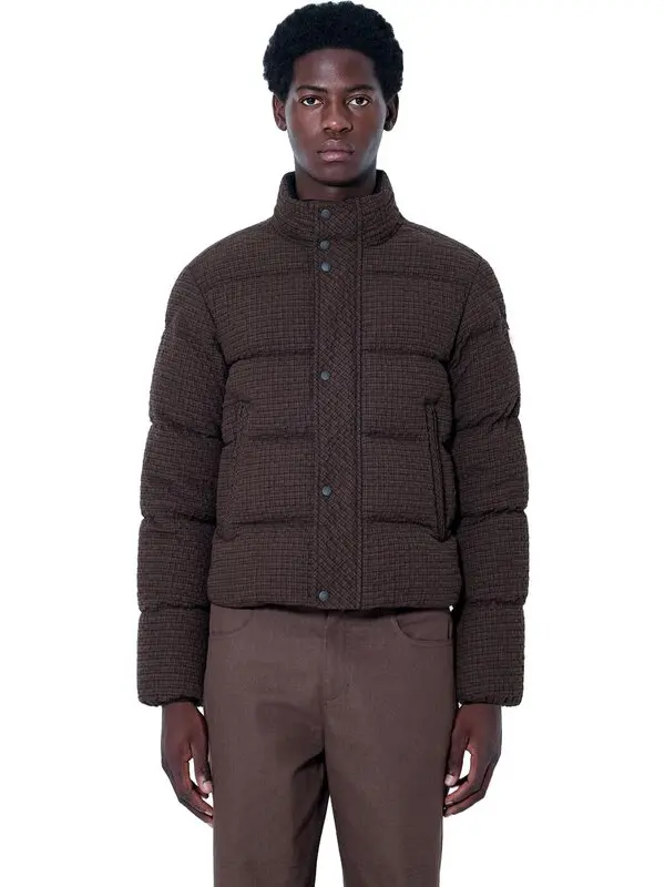 Moncler Oronte Cotton Flannel Short Down Jacket - Brown