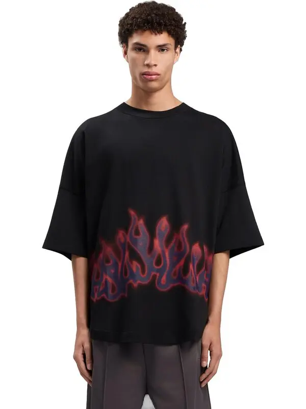 Palm Angels Flames Over T-shirt - Black