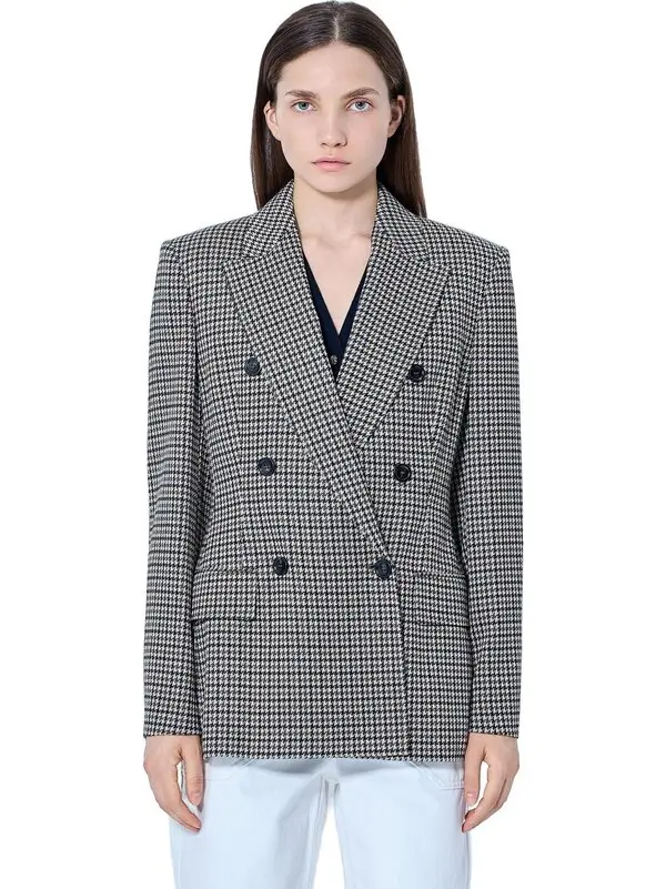 Max Mara Double-breasted Houndstooth Blazer - Multicolour