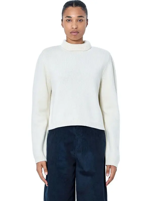 RÓHE Statement Shoulder Cropped Turtleneck - Cream