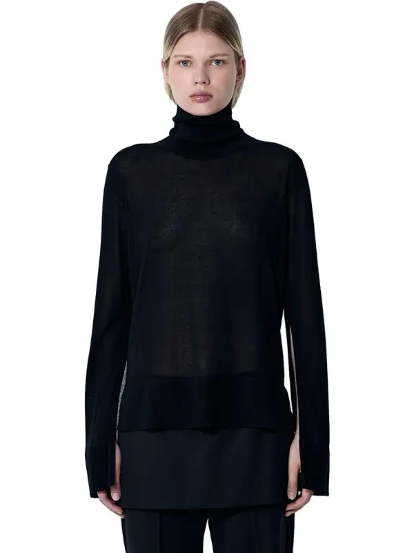 TOTEME Slit Sleeve Turtleneck - Black