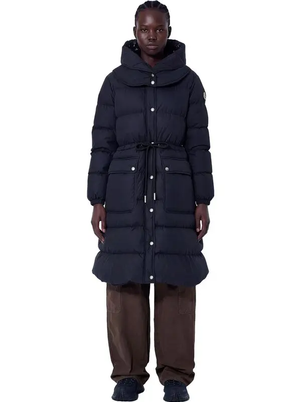 Moncler Pic Hooded Long Down Coat - Black