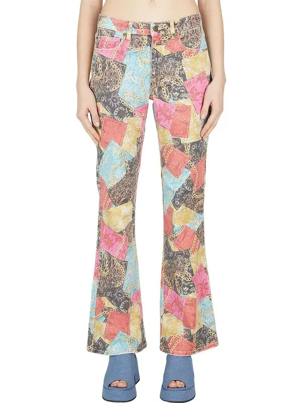 Guess Printed Flared Jeans - Multicolour