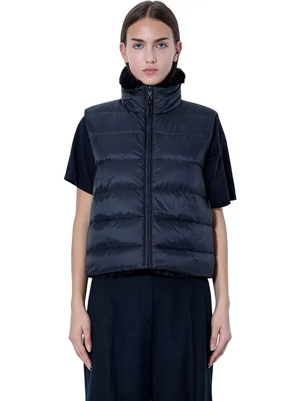 Max Mara Padded Vest With High Collar - Black