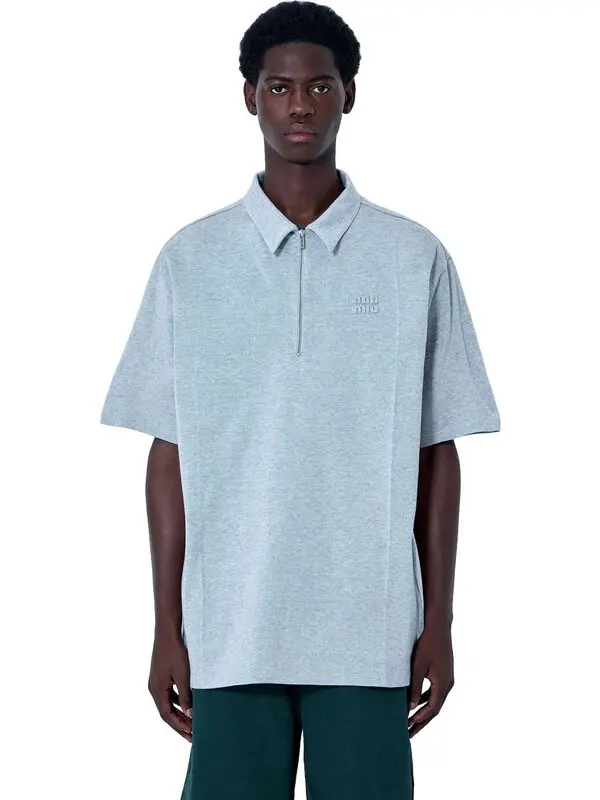 Miu Miu Half-zip Polo Shirt - Grey
