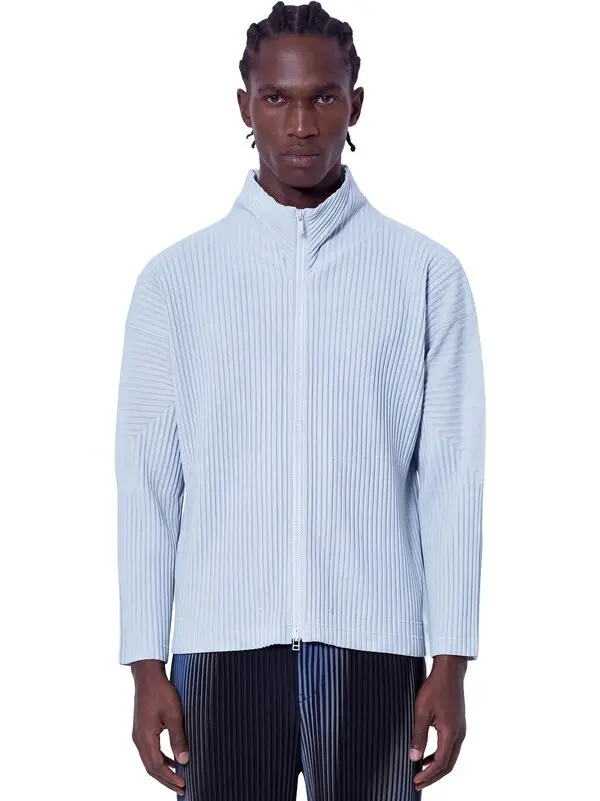 Issey Miyake Pleated Zip-up Cardigan - Grey