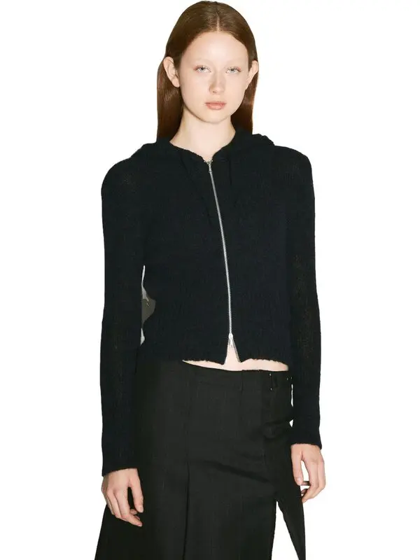 Our Legacy Compact Hooded Zip-up Cardigan - Black