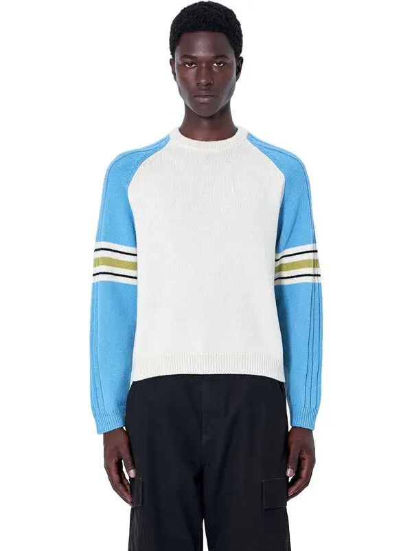 StÜssy Stripe Raglan Crewneck Sweatshirt - Blue