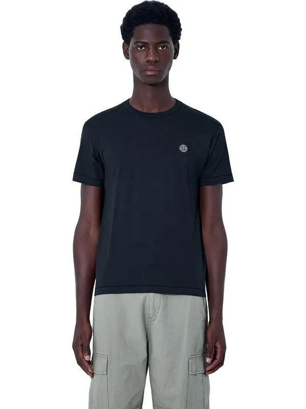 Stone Island Cotton Jersey Logo T-shirt - Black