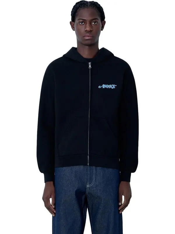 AWAKE NY Logo Motif Hooded Sweatshirt - Black