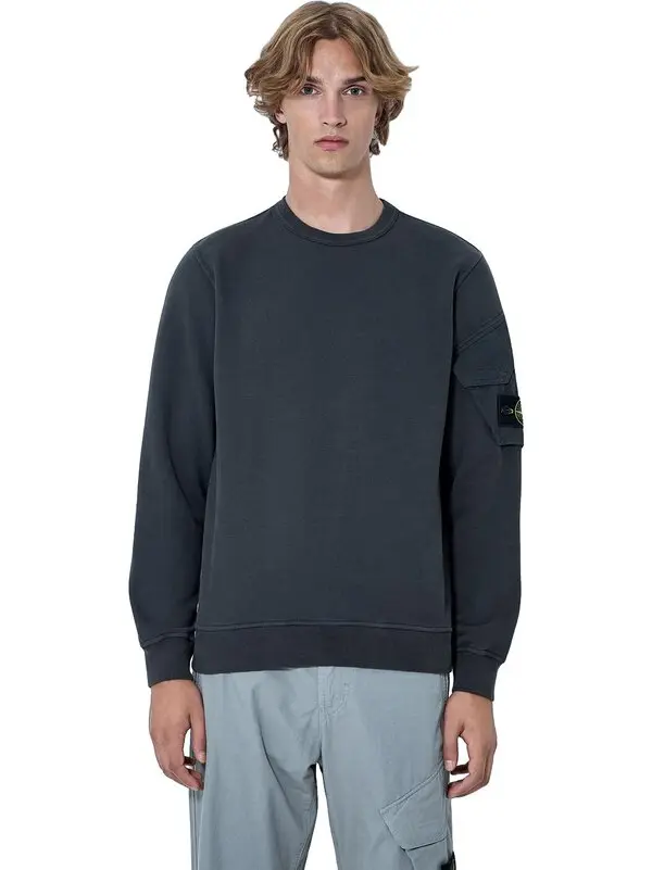 Stone Island Crewneck Sweatshirt With Sleeve Pocket - Grey