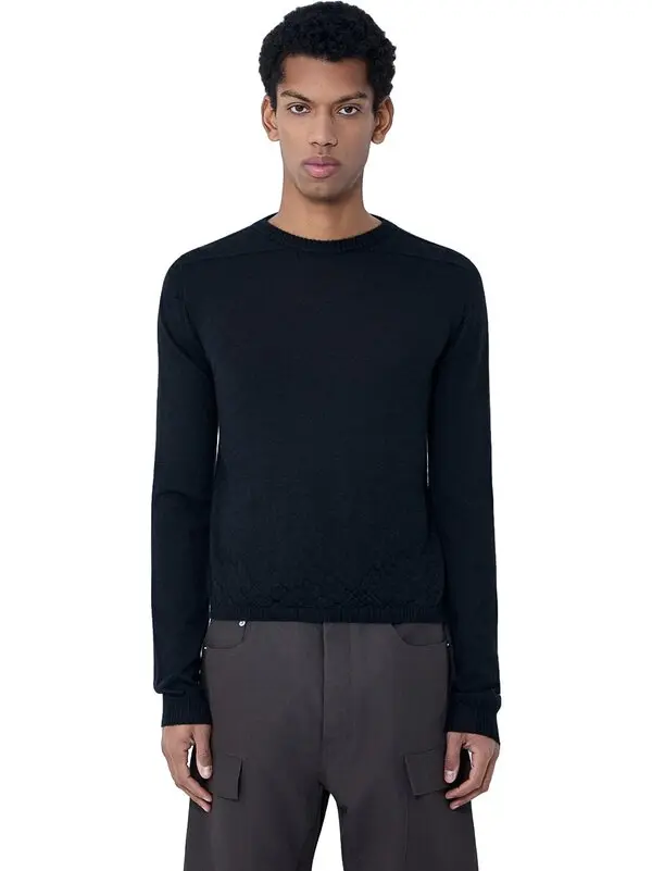Rick Owens Fine Knit Wool Sweater - Black