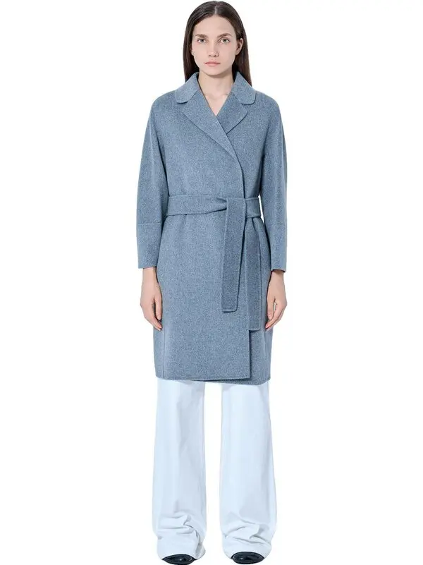 Max Mara Belted Wool-blend Coat - Light Grey