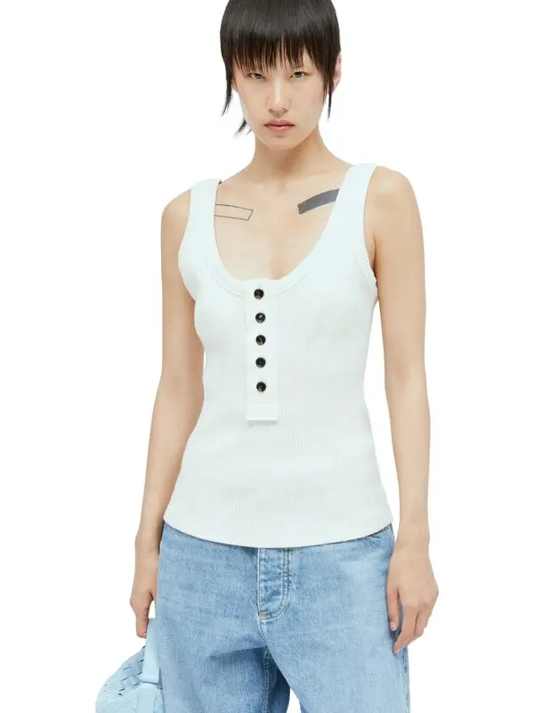 Bottega Veneta Raised Placket Tank Top - Off White
