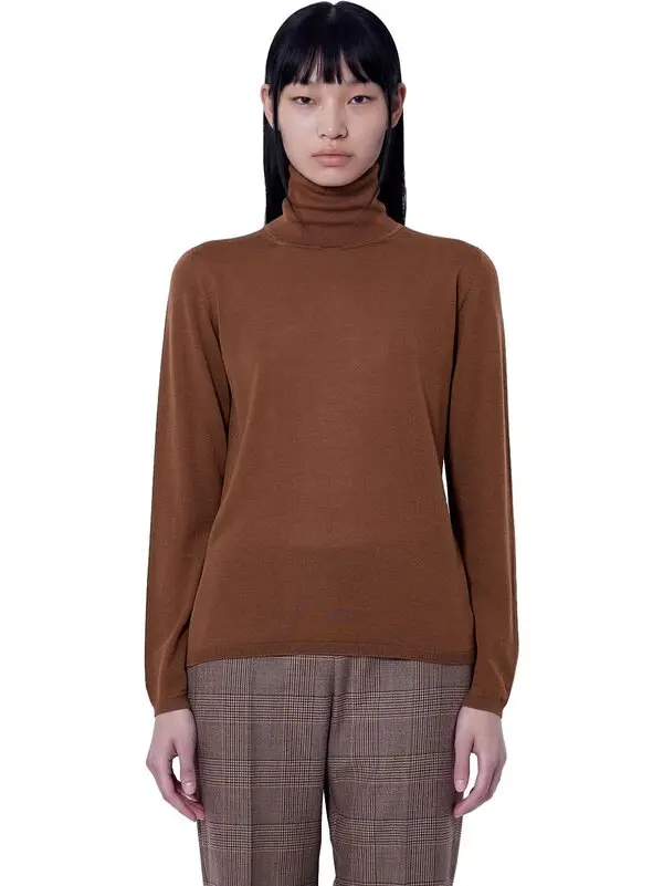 Max Mara Turtleneck Fine Knit Sweater - Brown