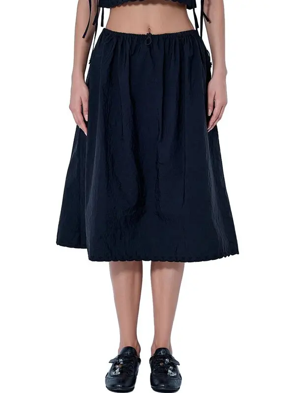 Cecilie Bahnsen Cbfiella Embroidered Scalloped Taffeta Midi Skirt - Black