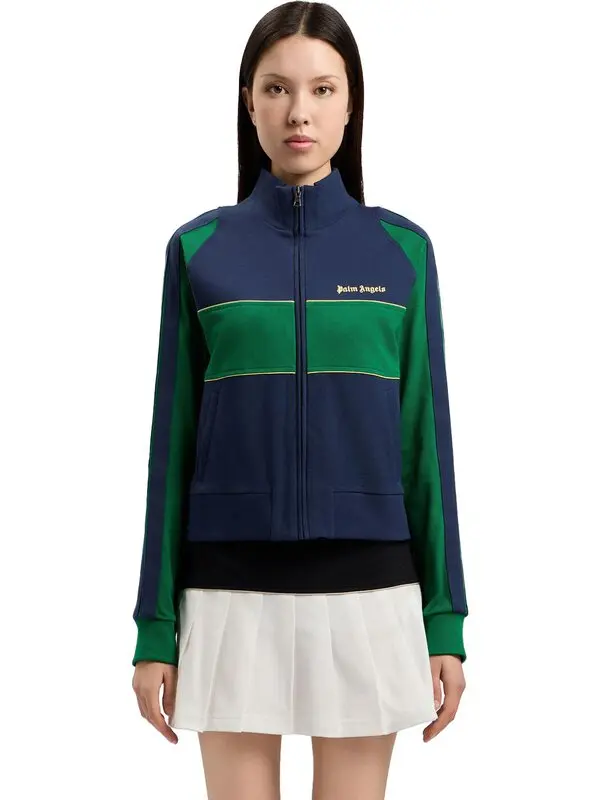 Palm Angels Classic Logo Zipped Crew Jacket - Blue