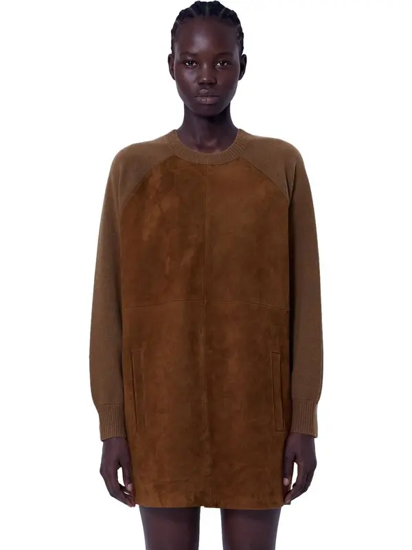 Max Mara Suede Panel Dress - Camel