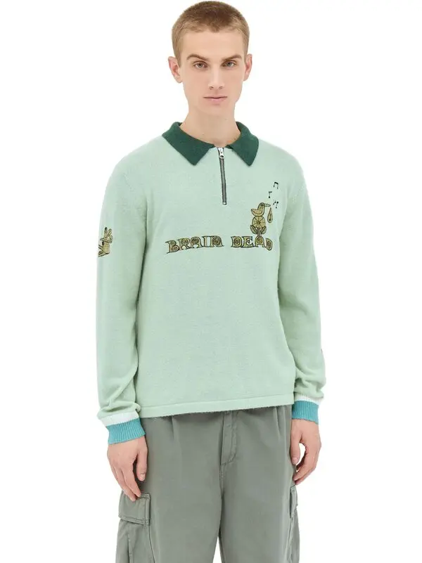 BRAIN DEAD Lex Half-zip Sweatshirt - Green