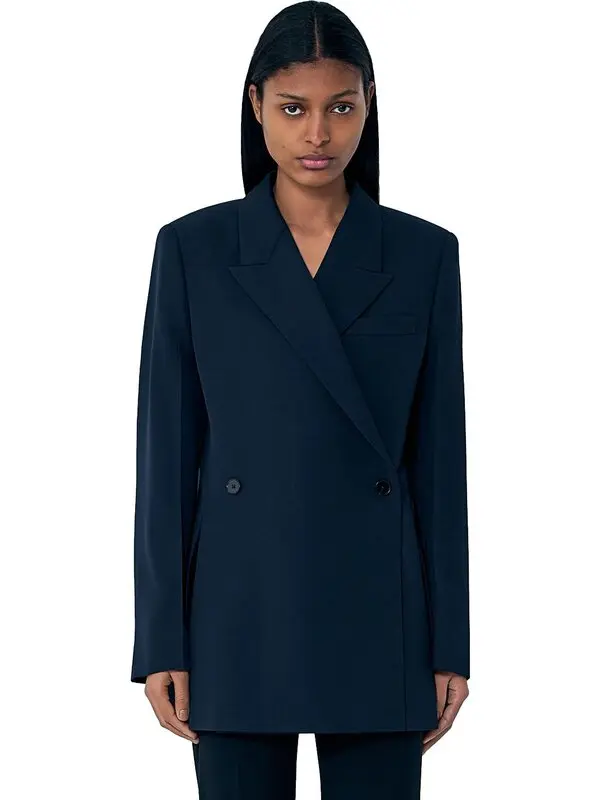 JIL SANDER Double-breasted Wool Blazer - Navy