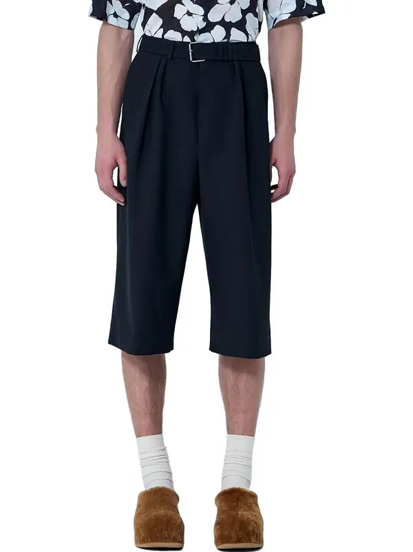 Dries Van Noten Pleated Wool Knee-length Trousers - Black