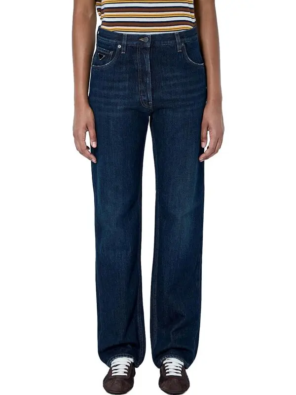 Prada Straight-leg Washed Denim Jeans - Blue