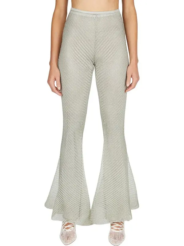 ISA BOULDER Moire Flared Pants - Silver