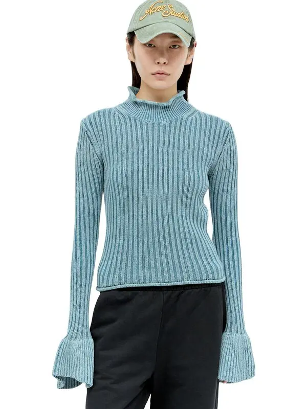 Acne Studios Ruffled Sleeves Sweater - Blue