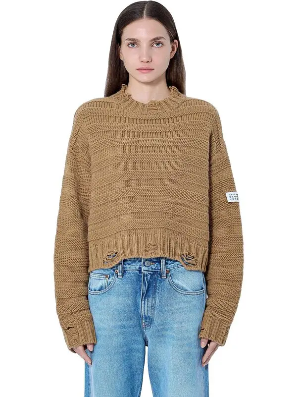 MAISON MARGIELA Ribbed Knit Sweater - Brown