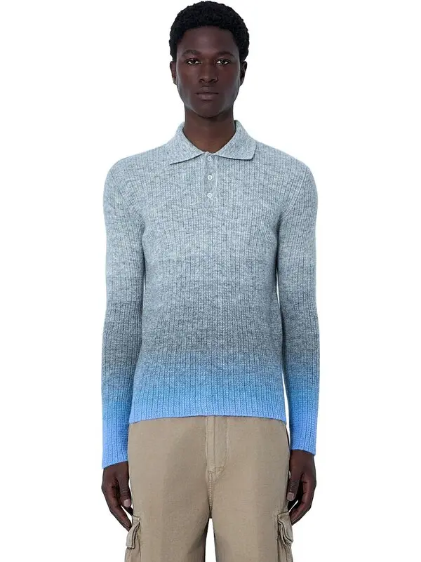 ERL Ribbed Knit Polo Sweater - Grey