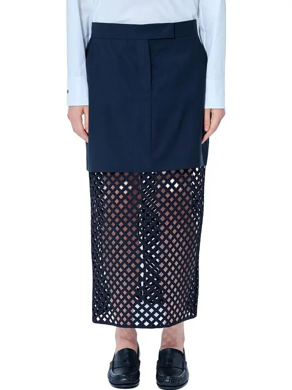 Max Mara Overlay Panel Skirt - Navy