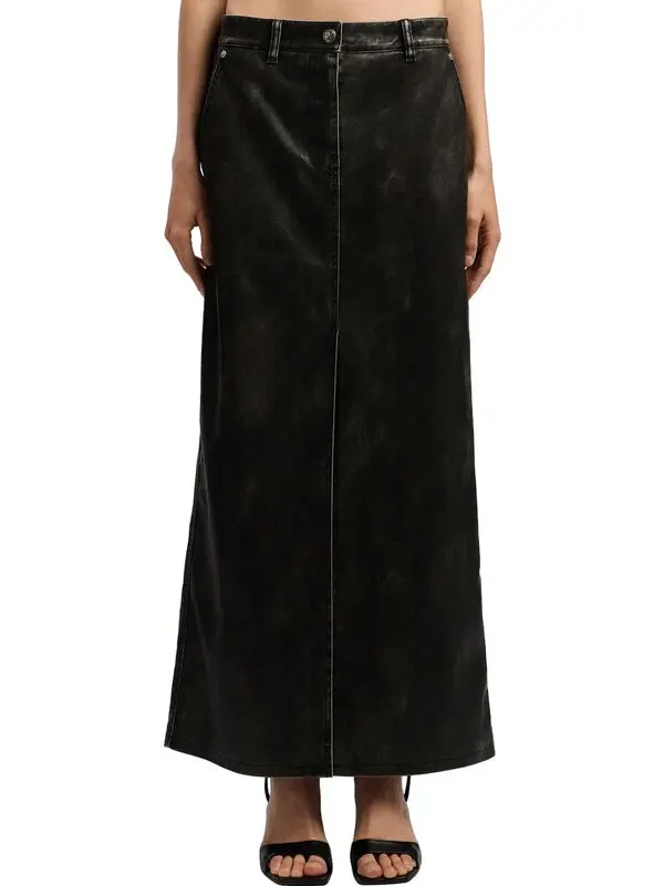 Palm Angels Curved Logo Coated Long Skirt - Grey