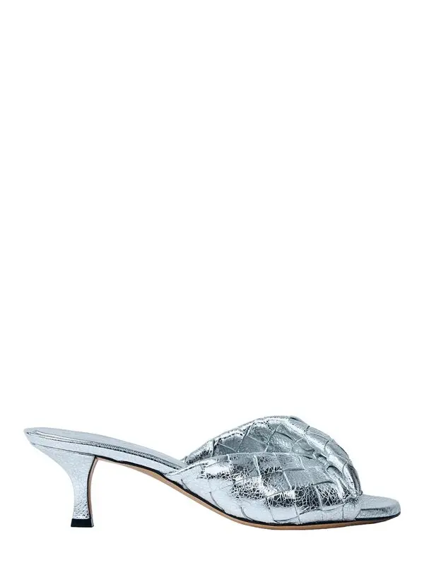 Bottega Veneta Blink Heeled Mules - Silver
