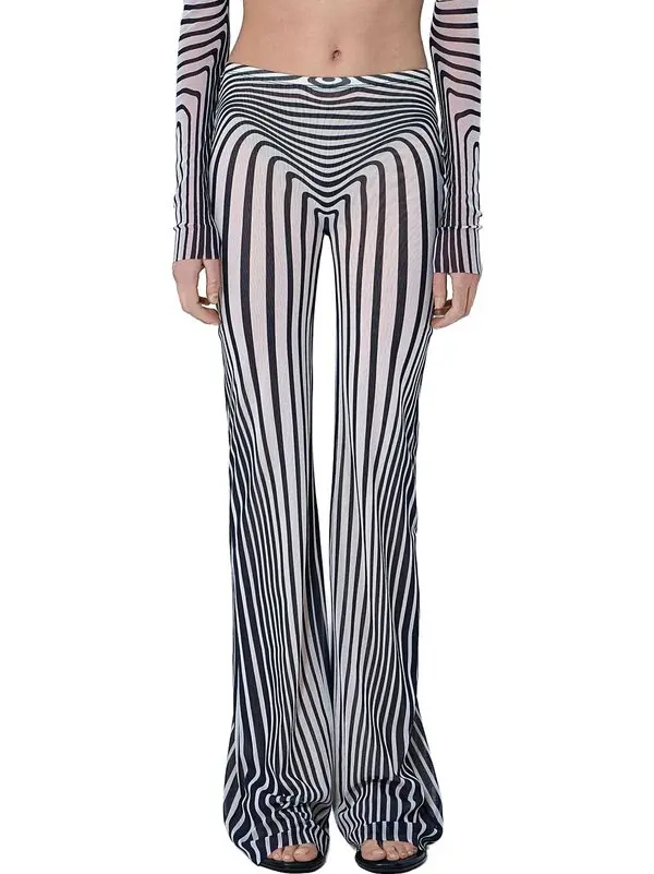 JEAN PAUL GAULTIER Re-edition Flare Trousers Morphing Stripes - Grey