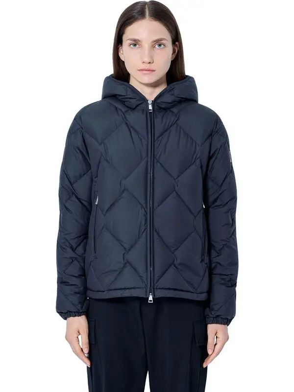 Moncler Arvouin Hooded Diamond-quilted Short Down Jacket - Black