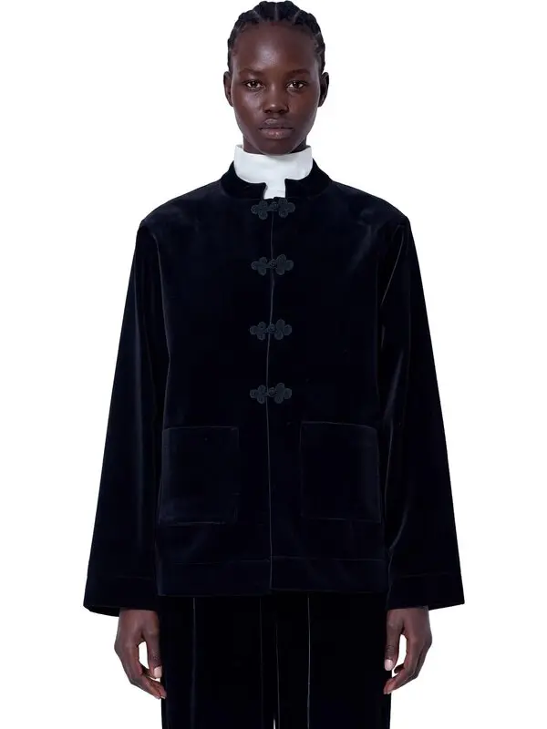RÓHE Pankou Closure Velvet Jacket - Black