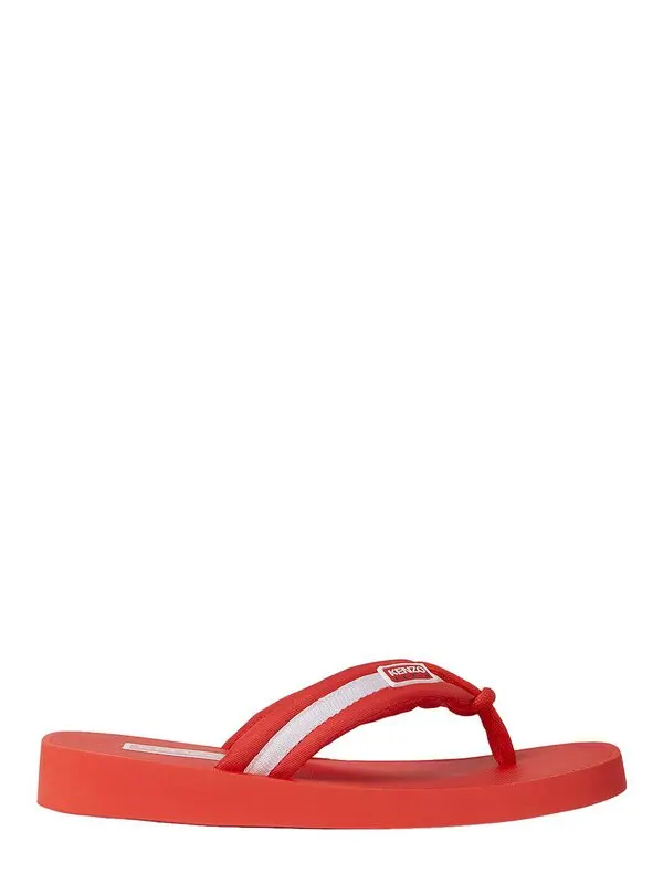 Kenzo Logo Patch Flip Flops - Red