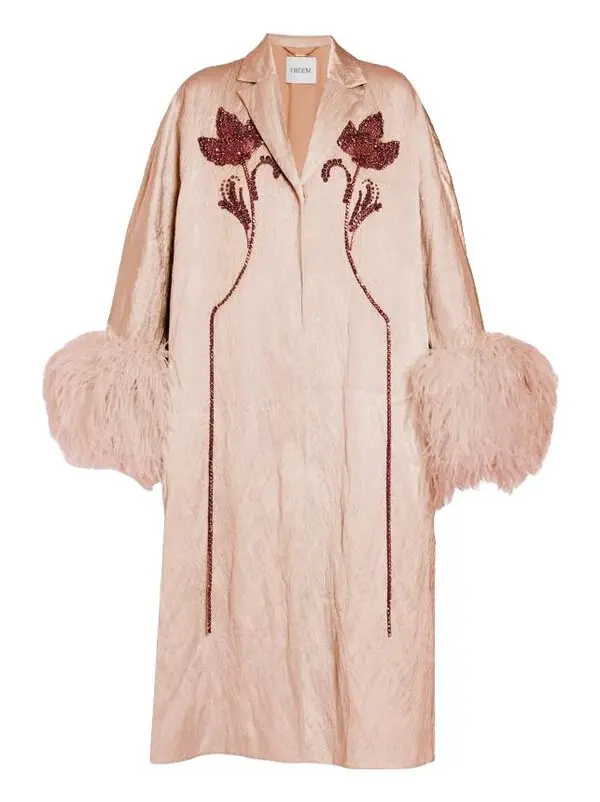 Erdem Embellished Textured Satin Coat - Multi