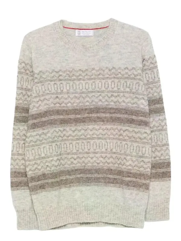 Brunello Cucinelli Fair Isle Intarsia Sweater - Grey