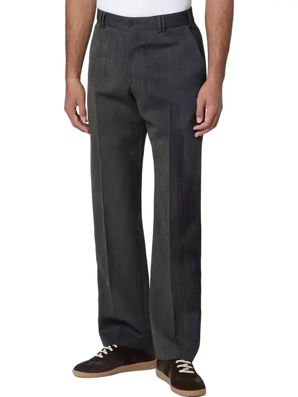 PT TORINO Striped Wool Trousers - Grey