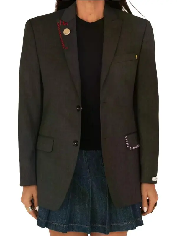 THE DIVINE REBEL COLLECTIVE X Alfani Slogan-print Embroidered Blazer - Grey