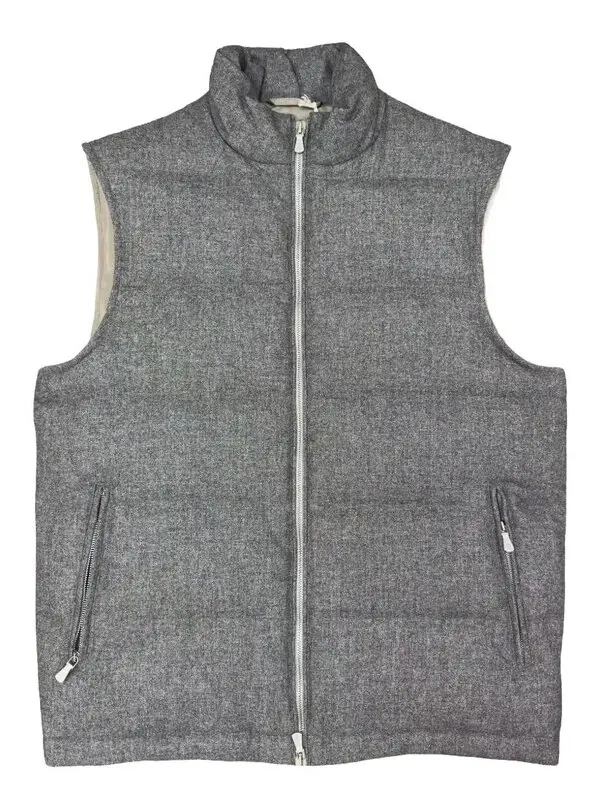 Eleventy Quilted Wool Vest - Grey