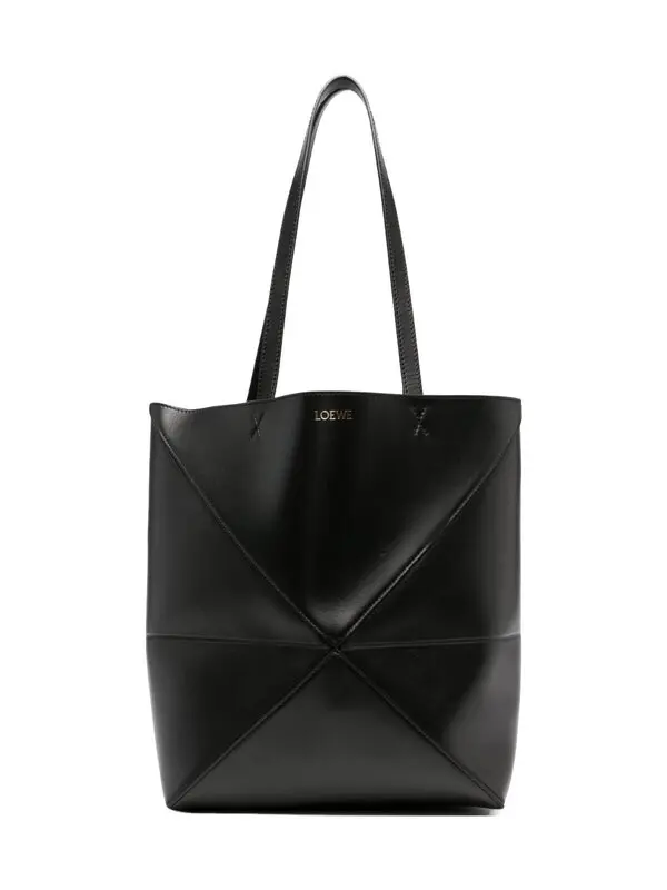 Loewe Puzzle Fold Medium Leather Tote - Black