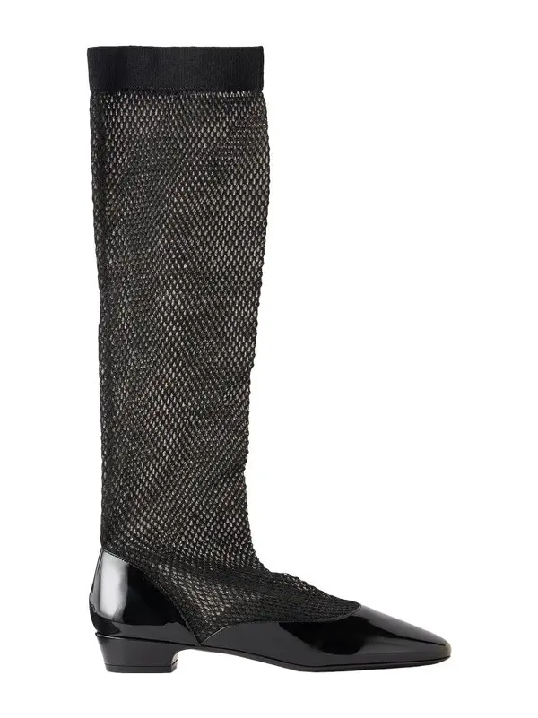 HERBERT LEVINE All That Jazz 25 Mesh-trimmed Patent Leather Boots - Black