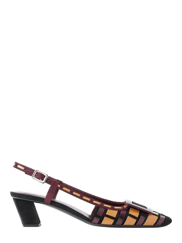 ROGER VIVIER Belle Vivier 45 Woven Leather Slingback Pumps - Multi